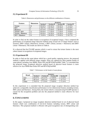 RECOGNITION OF RECAPTURED IMAGES USING PHYSICAL BASED FEATURES | PDF | Photo Editing Software ...