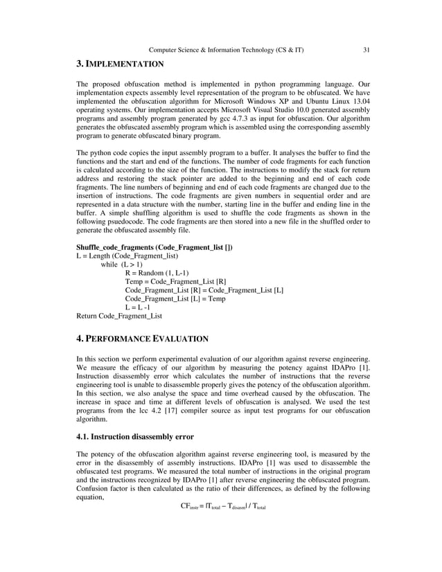 RETURN ORIENTED OBFUSCATION | PDF