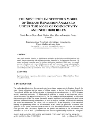 THE SUSCEPTIBLE-INFECTIOUS MODEL OF DISEASE EXPANSION ANALYZED UNDER ...