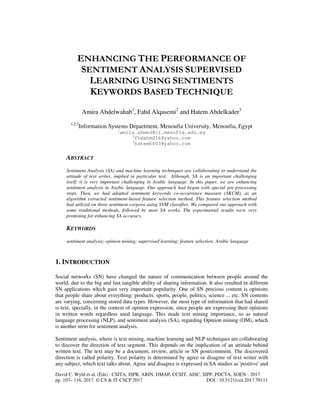 Enhancing the Performance of Sentiment Analysis Supervised Learning Using Sentiments Keywords ...