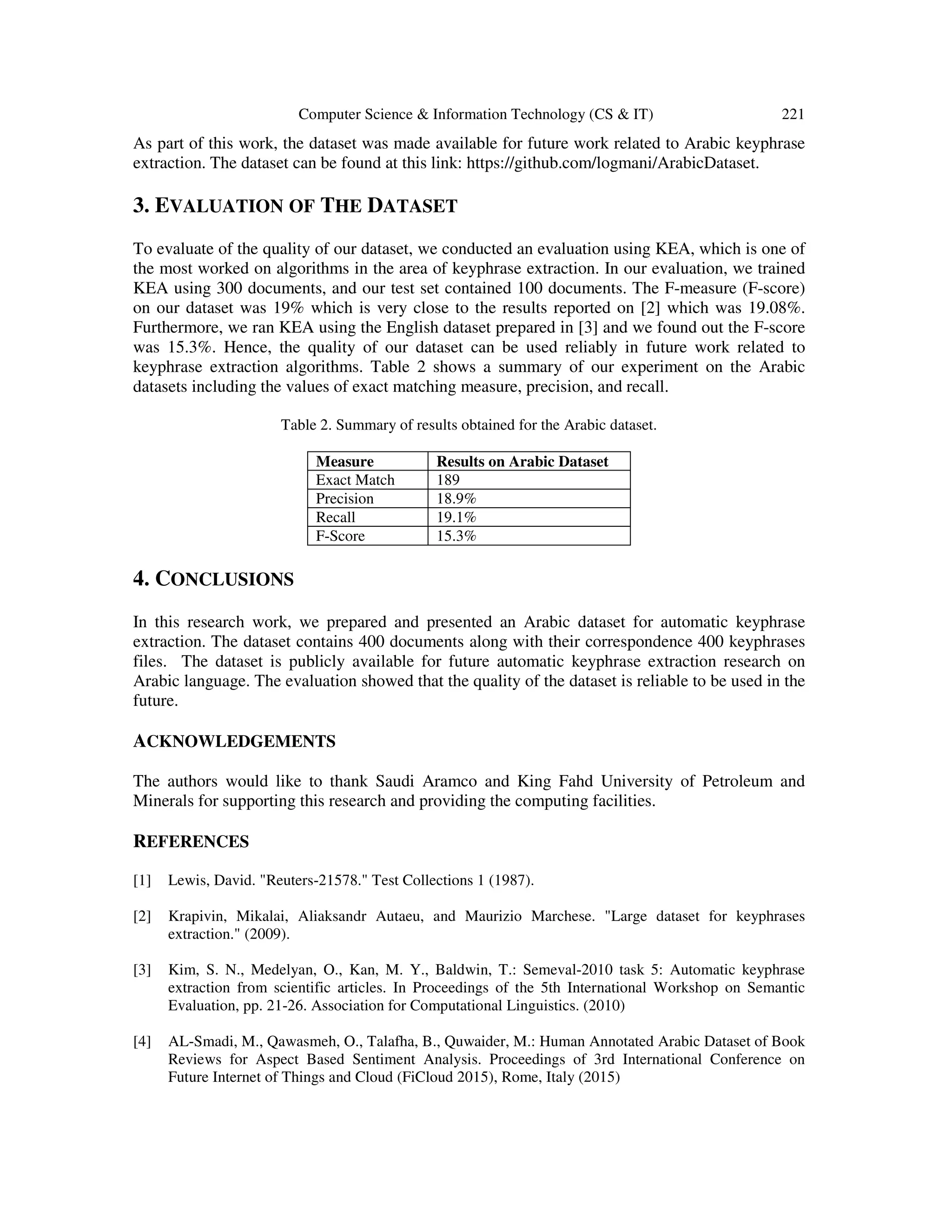 Arabic Dataset For Automatic Keyphrase Extraction Pdf