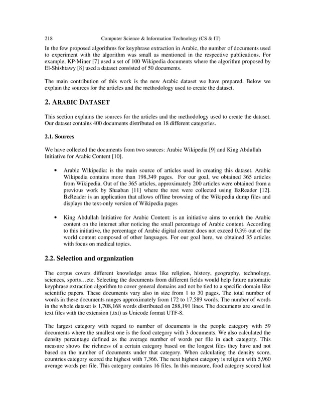 Arabic Dataset For Automatic Keyphrase Extraction Pdf