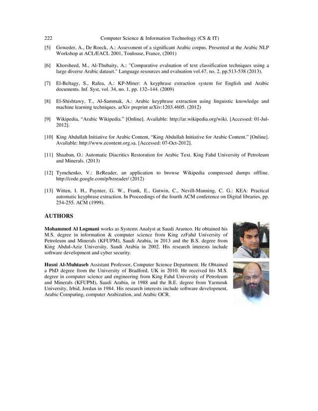 Arabic Dataset For Automatic Keyphrase Extraction Pdf