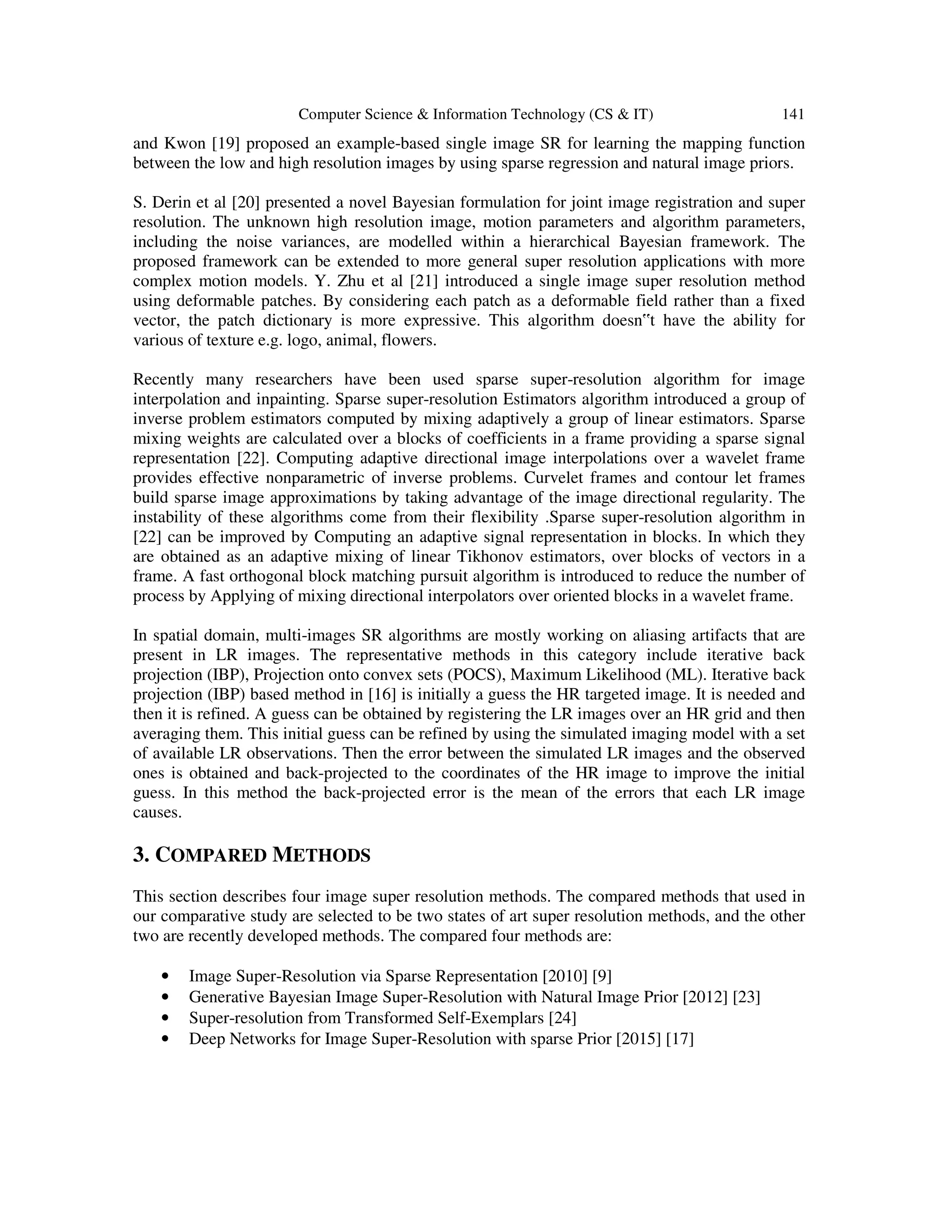 SINGLE IMAGE SUPER RESOLUTION: A COMPARATIVE STUDY | PDF