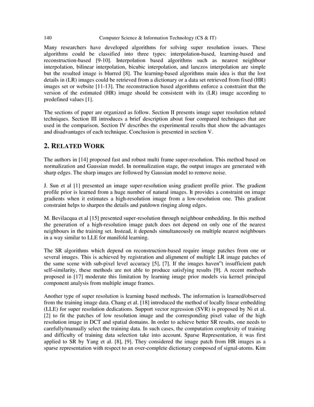 SINGLE IMAGE SUPER RESOLUTION: A COMPARATIVE STUDY | PDF