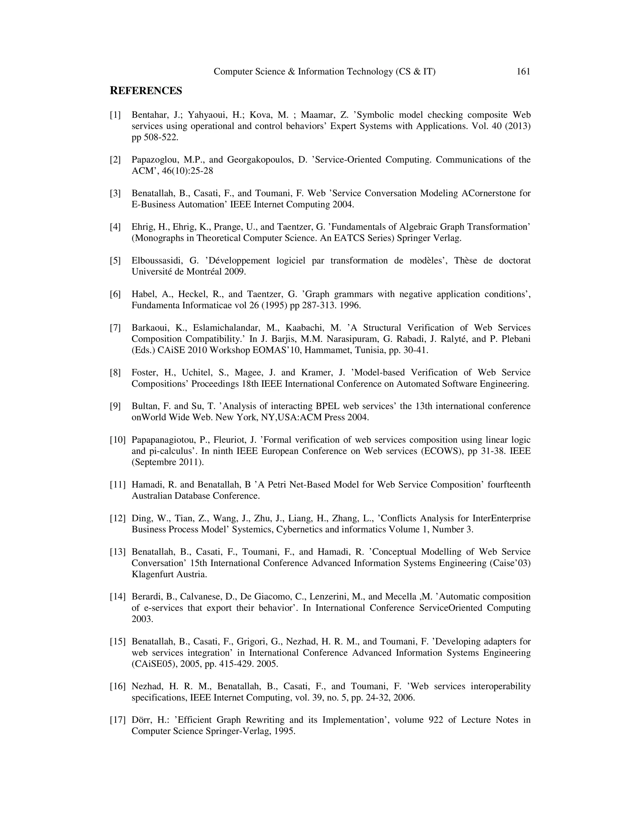 CHECKING BEHAVIOURAL COMPATIBILITY IN SERVICE COMPOSITION WITH GRAPH TRANSFORMATION | PDF