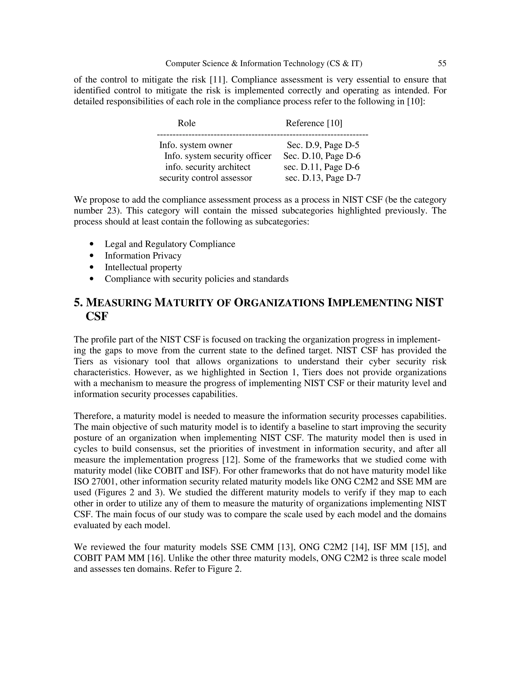 INFORMATION SECURITY MATURITY MODEL FOR NIST CYBER SECURITY FRAMEWORK ...