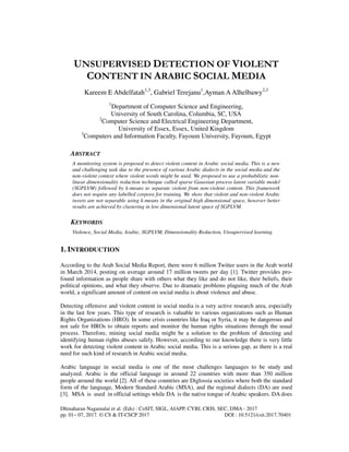 UNSUPERVISED DETECTION OF VIOLENT CONTENT IN ARABIC SOCIAL MEDIA | PDF