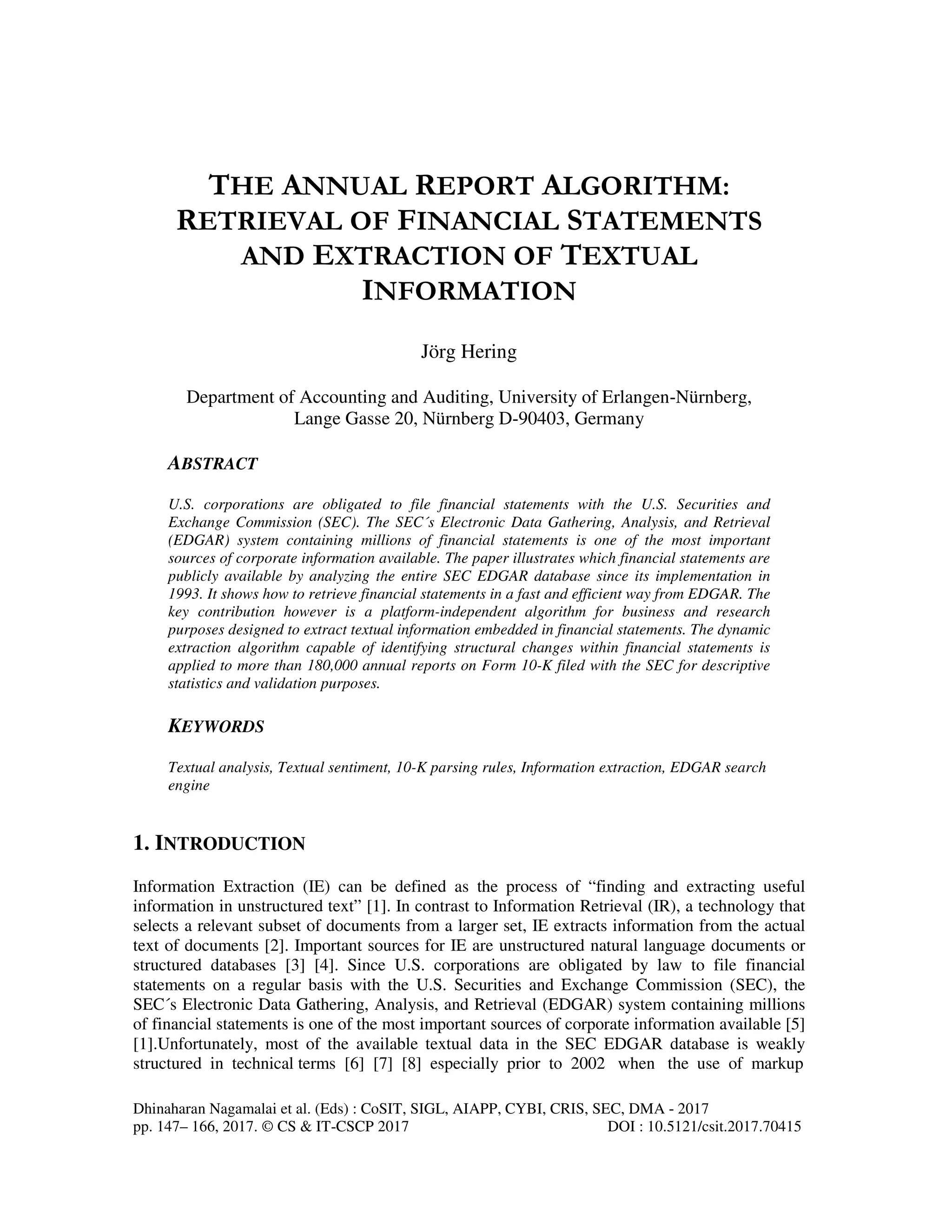 THE ANNUAL REPORT ALGORITHM: RETRIEVAL OF FINANCIAL STATEMENTS AND ...