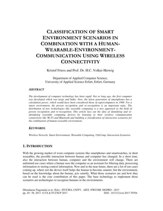 CLASSIFICATION OF SMART ENVIRONMENT SCENARIOS IN COMBINATION WITH A HUMANWEARABLE ...