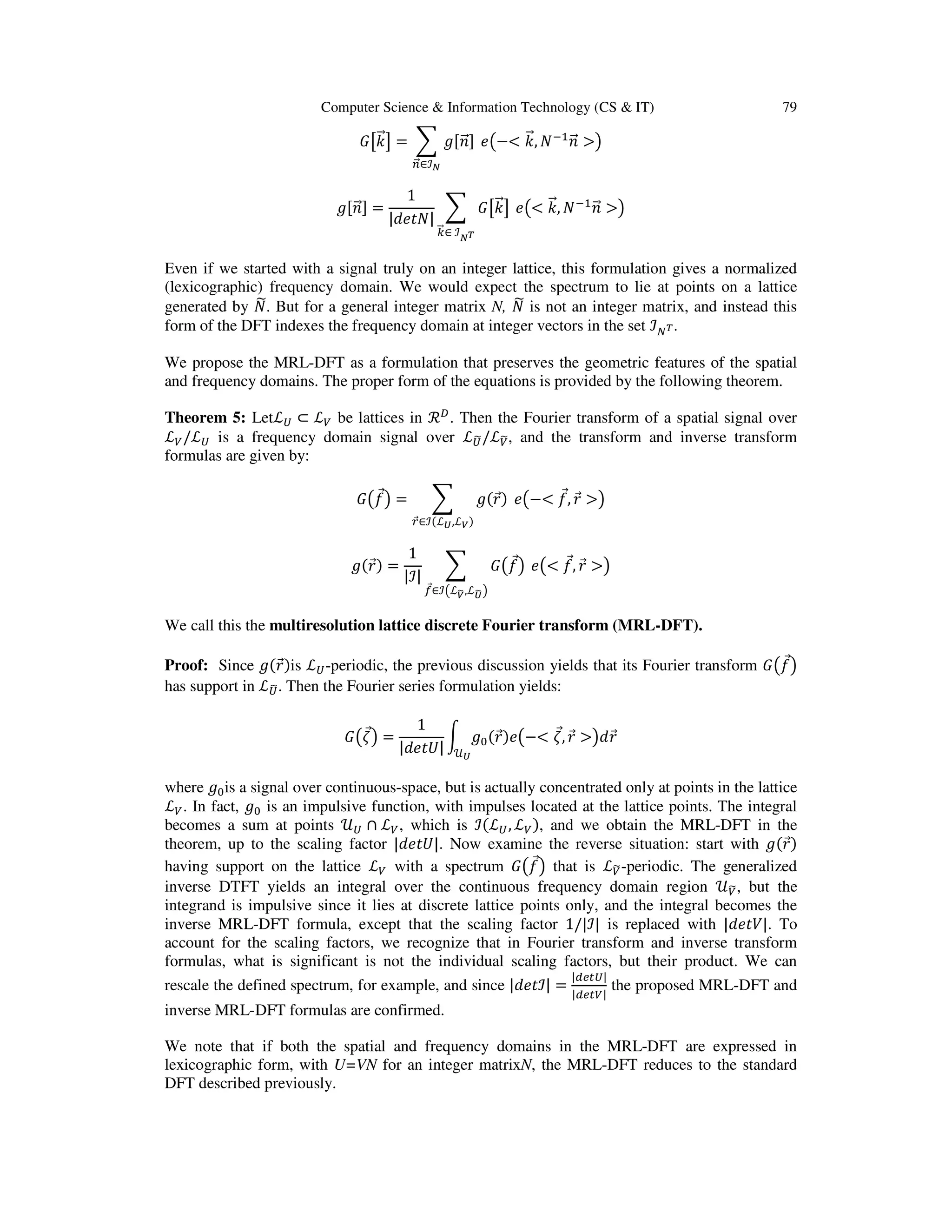 Multi Resolution Lattice Discrete Fourier Transform Mrl Dft Pdf 