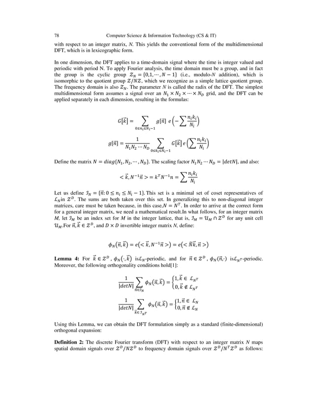 Multi Resolution Lattice Discrete Fourier Transform Mrl Dft Pdf 