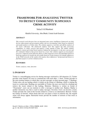 FRAMEWORK FOR ANALYZING TWITTER TO DETECT COMMUNITY SUSPICIOUS CRIME ...