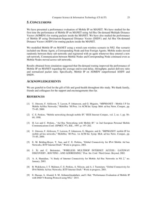 PERFORMANCE EVALUATION OF MOBILE IP ON MOBILE AD HOC NETWORKS USING NS2 | PDF