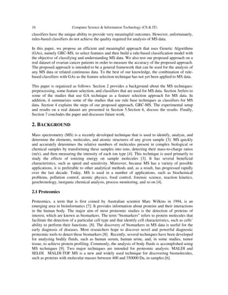 GRC-MS: A GENETIC RULE-BASED CLASSIFIER MODEL FOR ANALYSIS OF MASS SPECTRA DATA | PDF