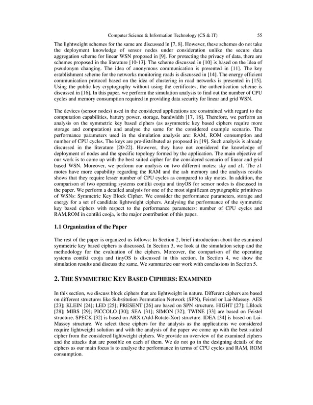 Performance Analysis Of Symmetric Key Ciphers In Linear And Grid Based Sensor Networks Pdf