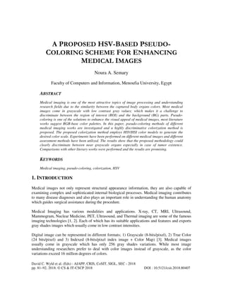 A PROPOSED HSV-BASED PSEUDOCOLORING SCHEME FOR ENHANCING MEDICAL IMAGES ...