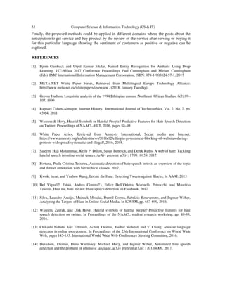 SOCIAL NETWORK HATE SPEECH DETECTION FOR AMHARIC LANGUAGE | PDF