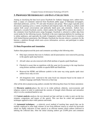 SOCIAL NETWORK HATE SPEECH DETECTION FOR AMHARIC LANGUAGE | PDF