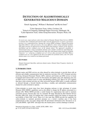 DETECTION OF ALGORITHMICALLY GENERATED MALICIOUS DOMAIN | PDF