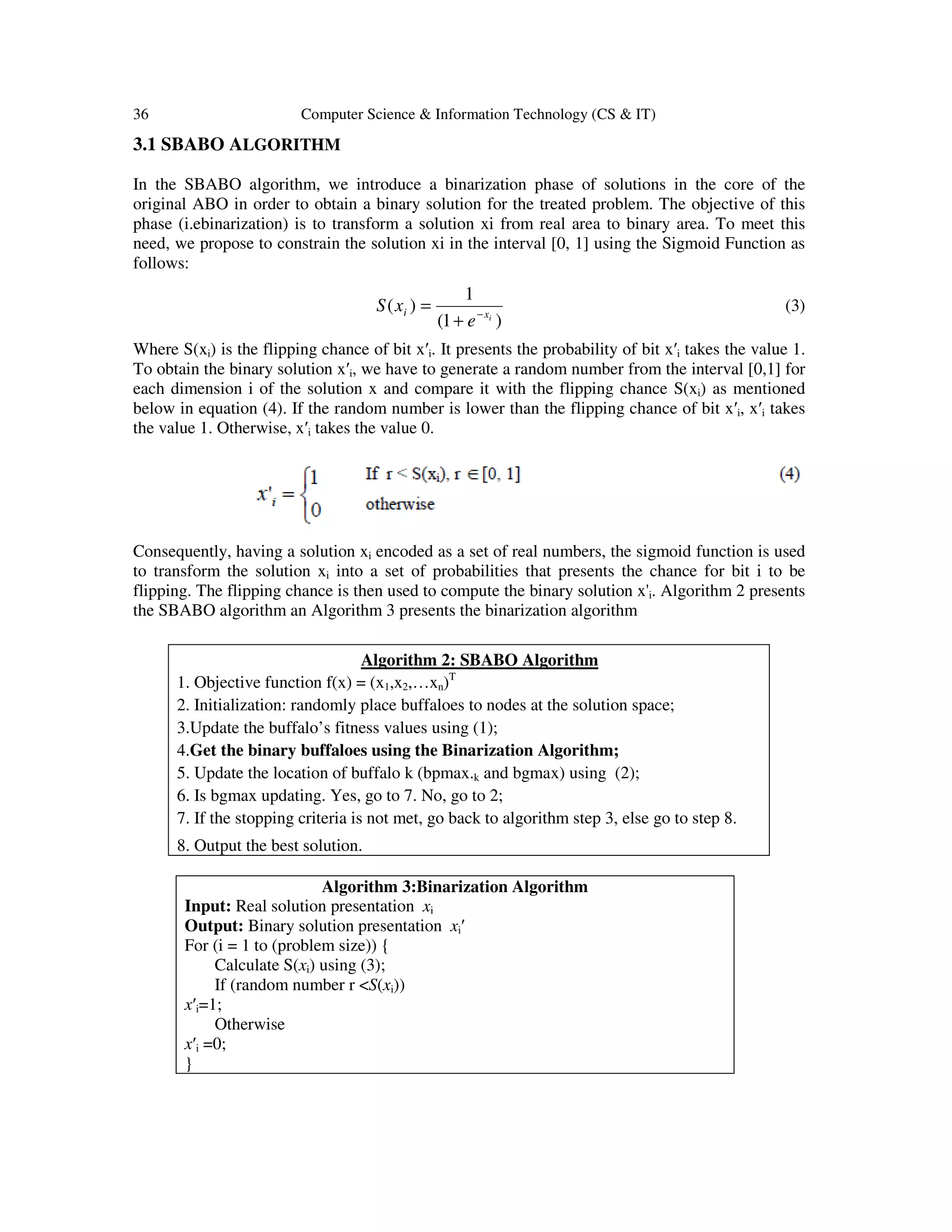 TWO DISCRETE BINARY VERSIONS OF AFRICAN BUFFALO OPTIMIZATION METAHEURISTIC | PDF