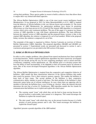 TWO DISCRETE BINARY VERSIONS OF AFRICAN BUFFALO OPTIMIZATION METAHEURISTIC | PDF