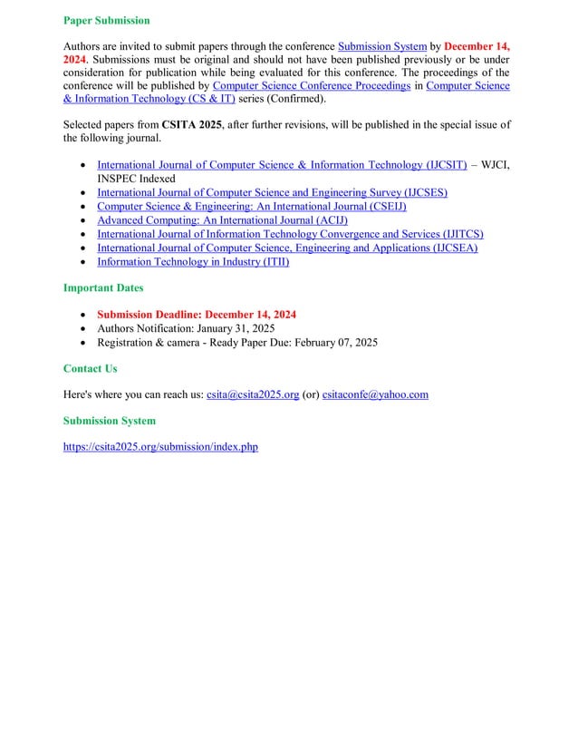 CFP - 11th International Conference on Computer Science, Information ...