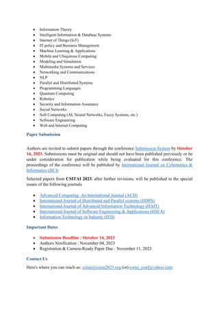 International Conference on Computer Science, Information Technology & AI (CSITAI 2023) | PDF