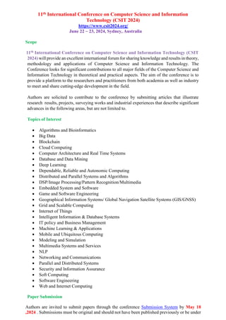 11 th International Conference on Computer Science and Information Technology (CSIT 2024) | PDF