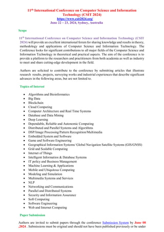 11th International Conference on Computer Science and Information Technology (CSIT 2024) | PDF