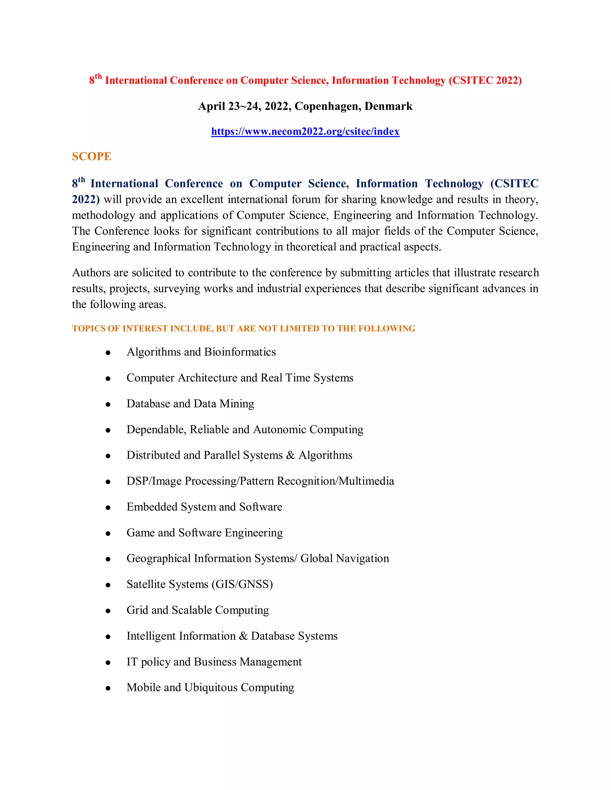 8th International Conference on Computer Science, Information ...