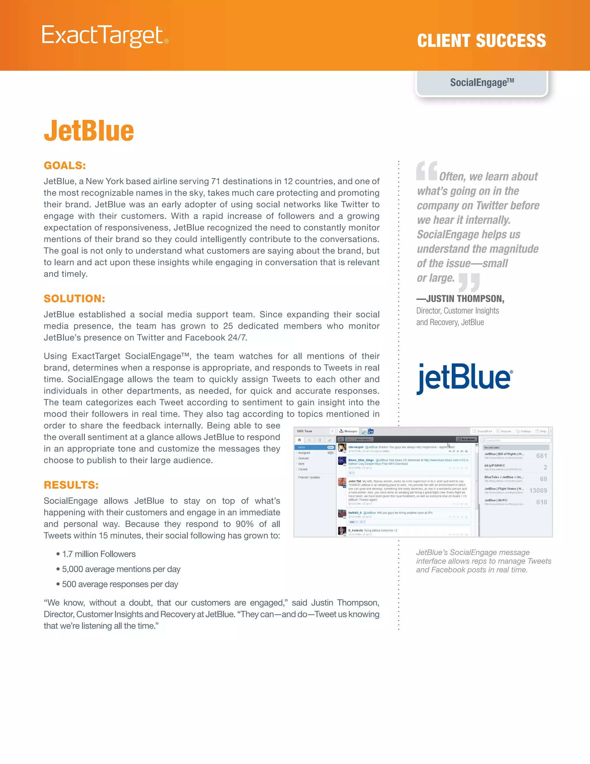 ExactTarget Client Success Story - Jet Blue | PDF