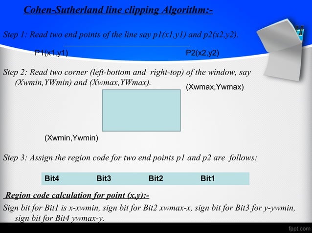 Cohen-sutherland & liang-basky line clipping algorithm | PPT | Technology & Computing