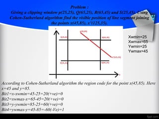 Cohen-sutherland & liang-basky line clipping algorithm | PPT