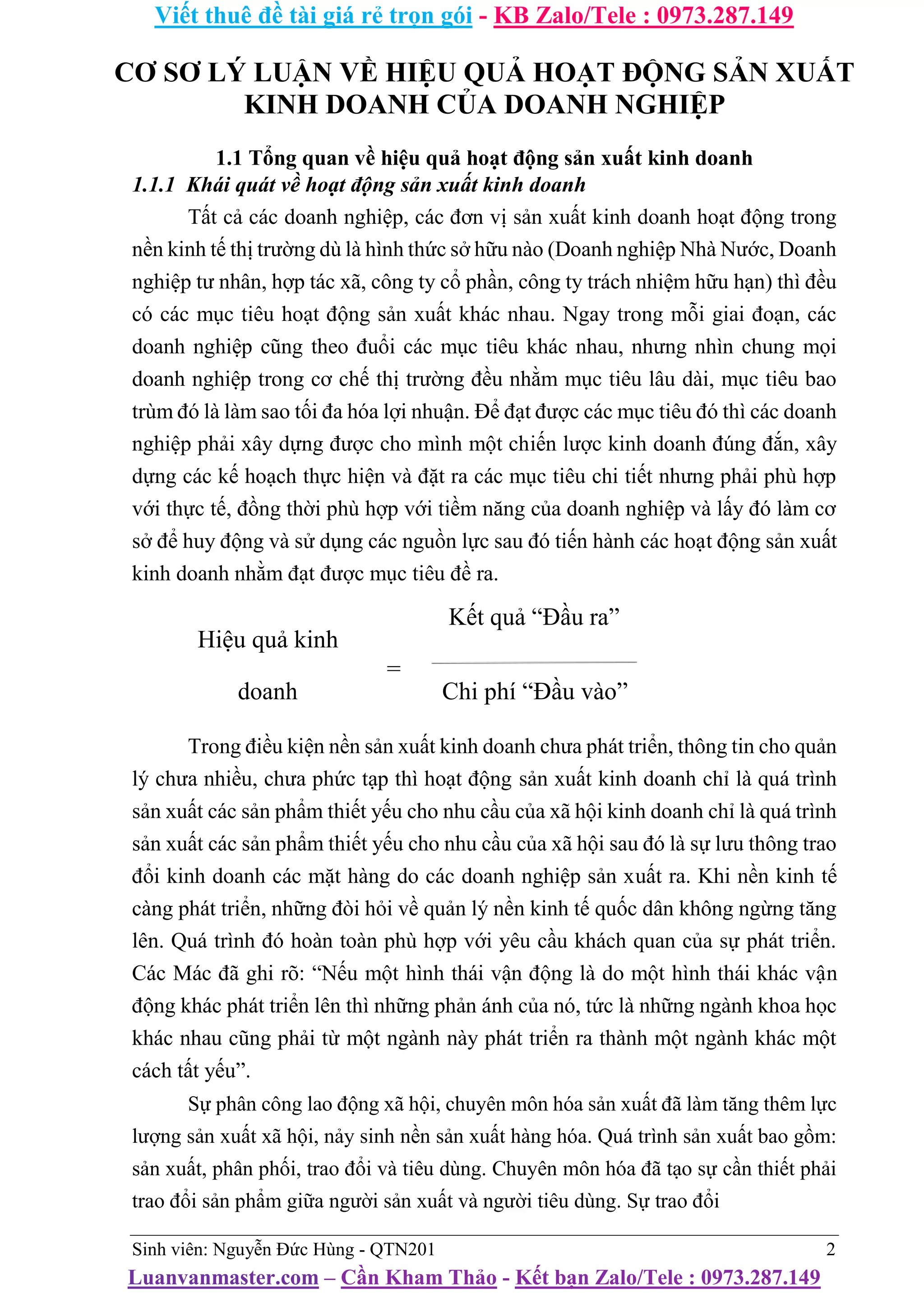 Cơ sơ lý luận về hiệu quả hoạt động sản xuất kinh doanh của doanh nghiệp.docx