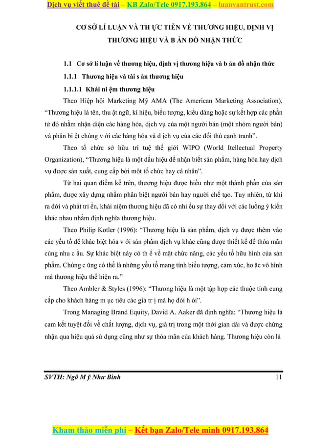 Cơ sở lí luận và thực tiễn về thương hiệu, định vị thương hiệu và bản đồ nhận thức.docx