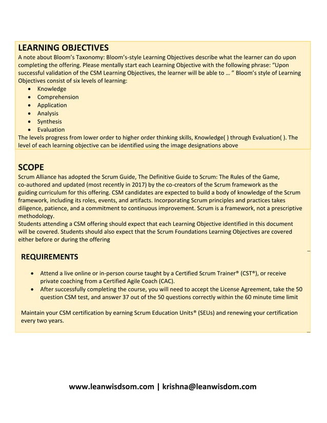 Csm course-overview | PDF