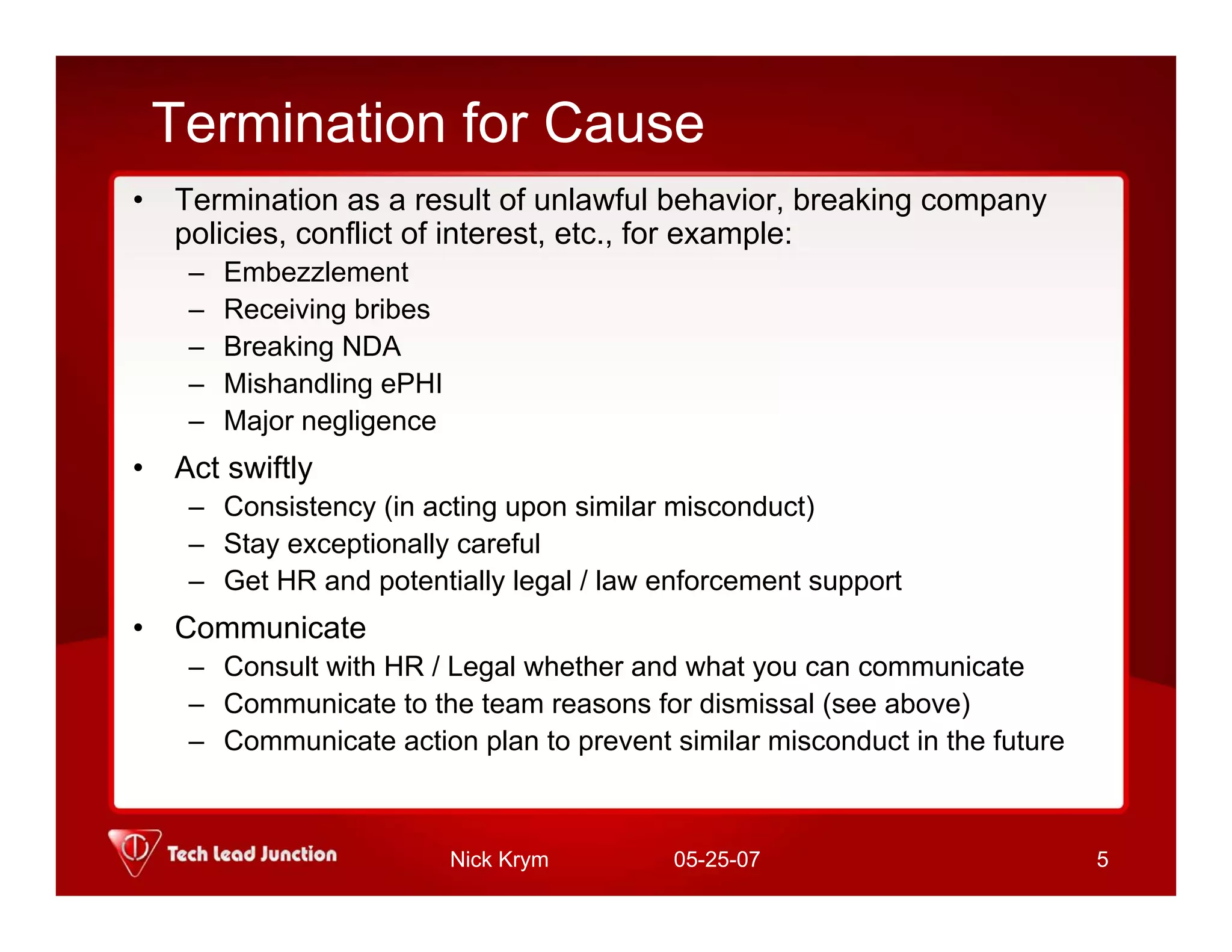 Management - Termination, Downsizing, Layoffs | PDF