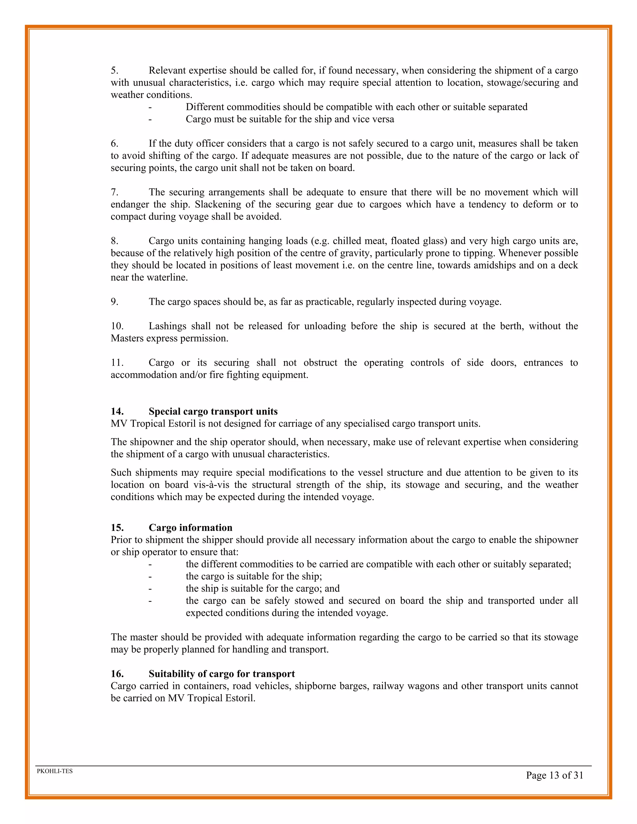 Cargo Securing Manual | PDF