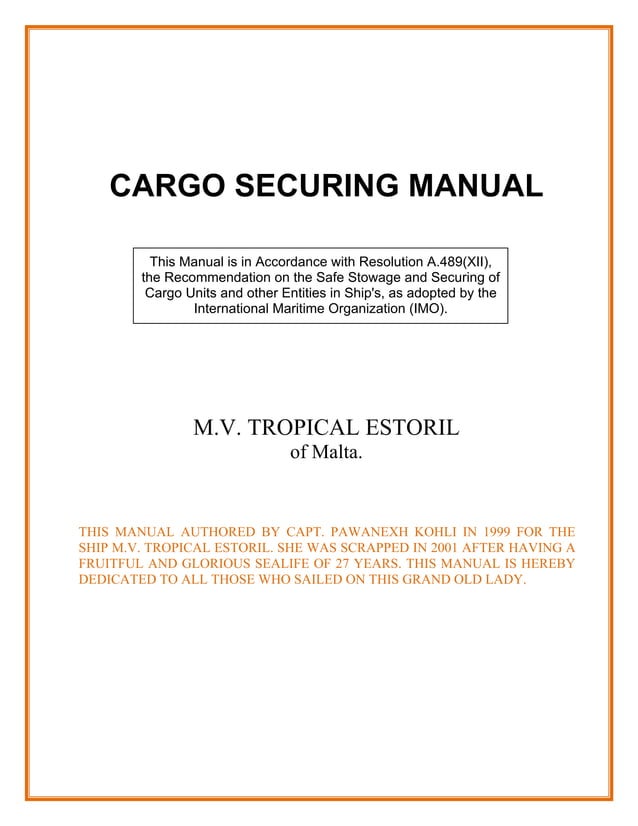 Cargo Securing Manual | PDF | Cruises | Travel Type