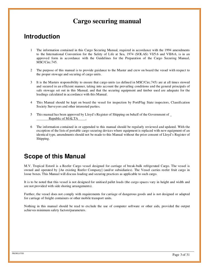 Cargo Securing Manual Cargo Securing Manual