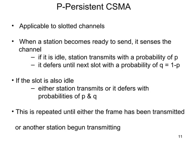 Csma | PPT | Computer Networking | Computing
