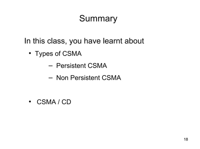 Csma | PPT | Computer Networking | Computing