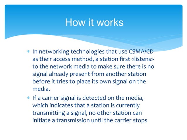 Carrier-sense multiple access with collision detection (CSMA/CD) | PPTX | Computer Networking ...