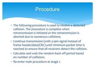 Carrier-sense multiple access with collision detection (CSMA/CD) | PPTX
