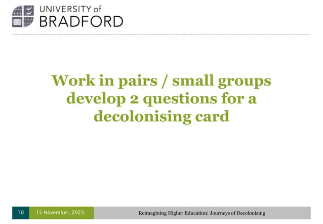 Developing a Decolonising Curriculum Card | PPT