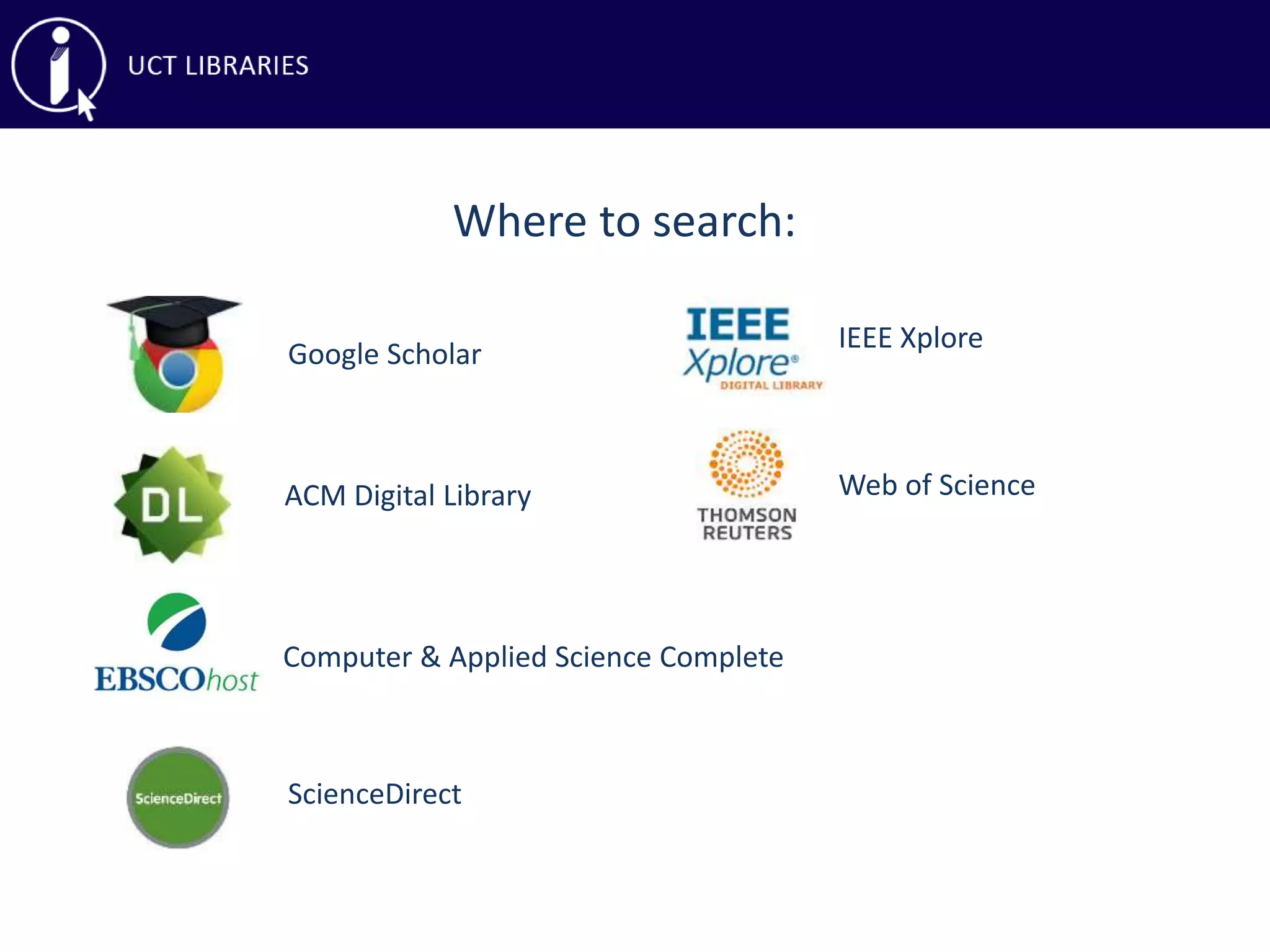 Computer Science masters library training UCT | PPTX
