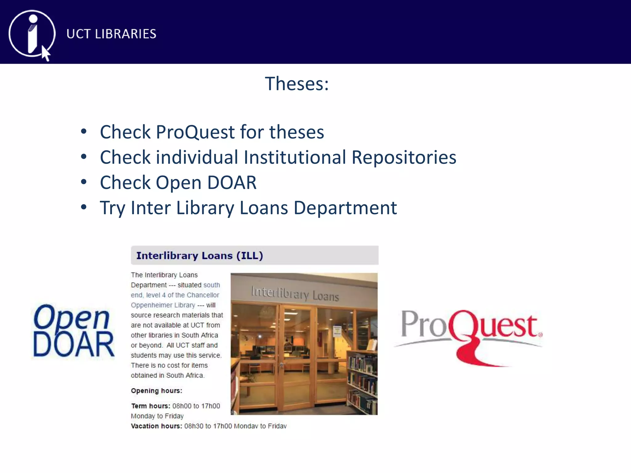 Computer Science masters library training UCT | PPT