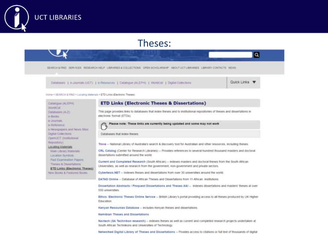 Computer Science masters library training UCT | PPT