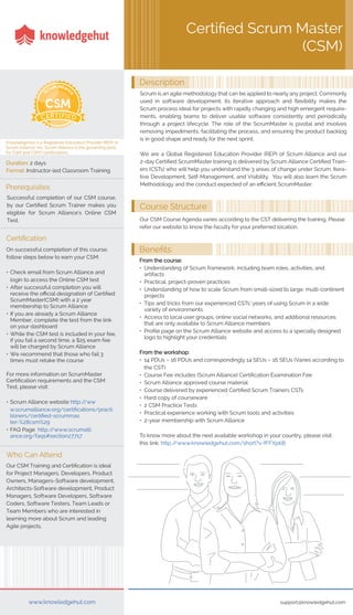 CSM Certification Brochure | PDF | Technology & Computing